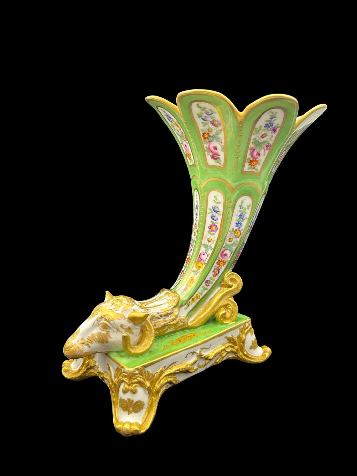 Antique Bourdois & Bloch Paris Porcelain Cornucopia Vase - Handmade and ...