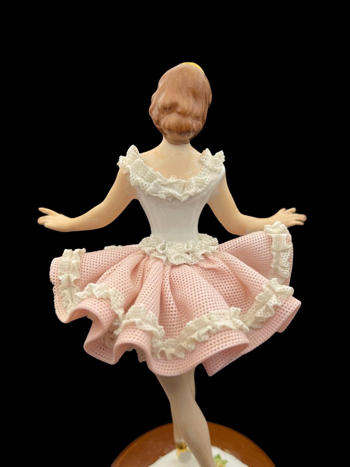 Vintage Handmade German Lace Porcelain Ballerina Figurine With Musical ...