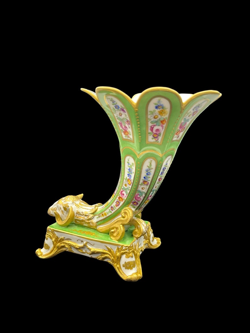 Antique Bourdois & Bloch Paris Porcelain Cornucopia Vase - Handmade and ...