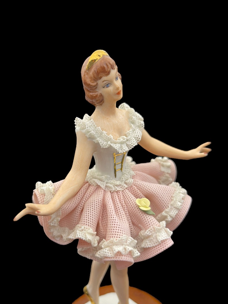 Vintage Handmade German Lace Porcelain Ballerina Figurine With Musical ...
