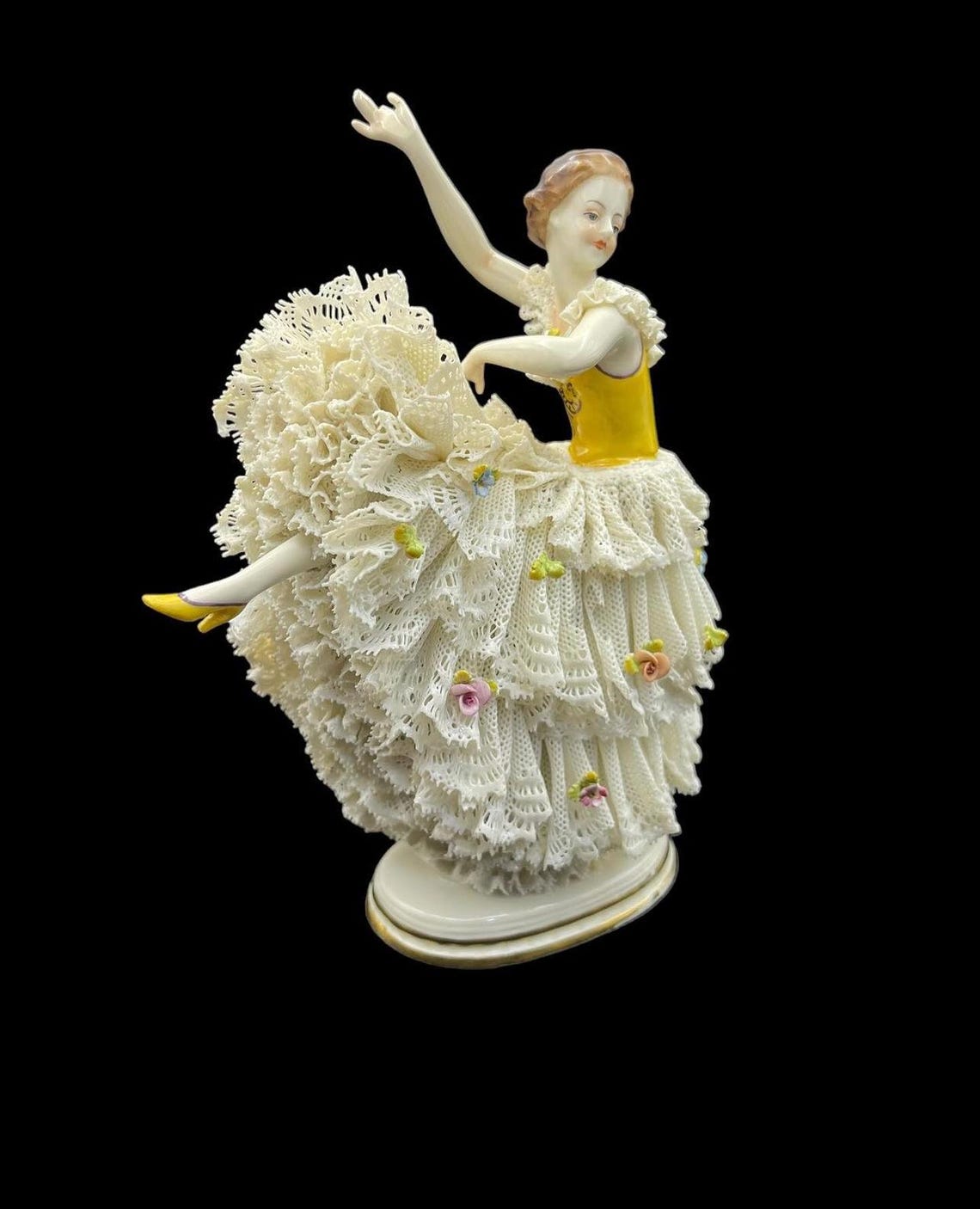 Ackermann & Fritze Volkstedt Porcelain Ballerina Figurine - Lace Skirt ...