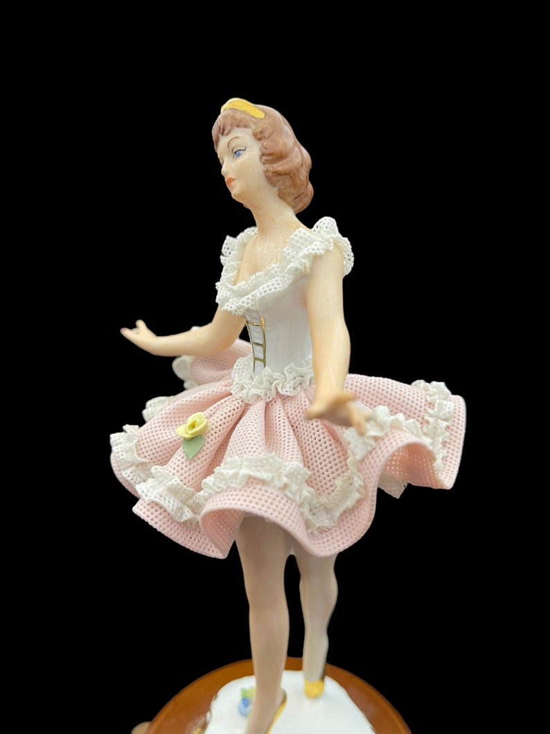 Vintage Handmade German Lace Porcelain Ballerina Figurine With Musical ...
