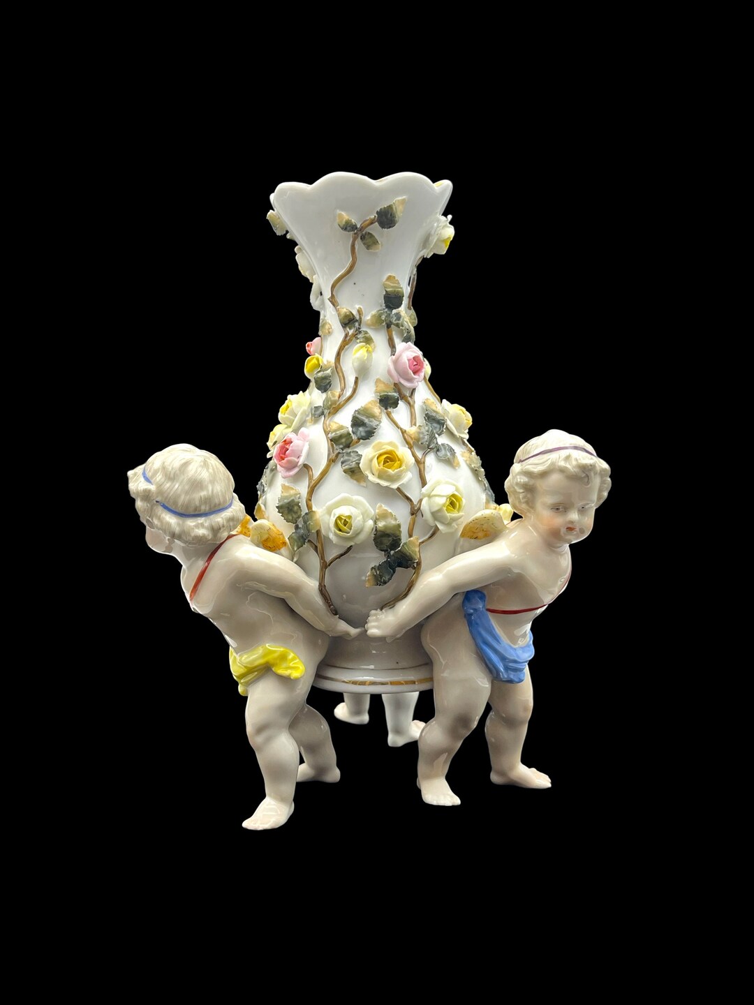 Exquisite Antique Sitzendorf Porcelain Cherub Vase, Germany, Circa 1890 ...