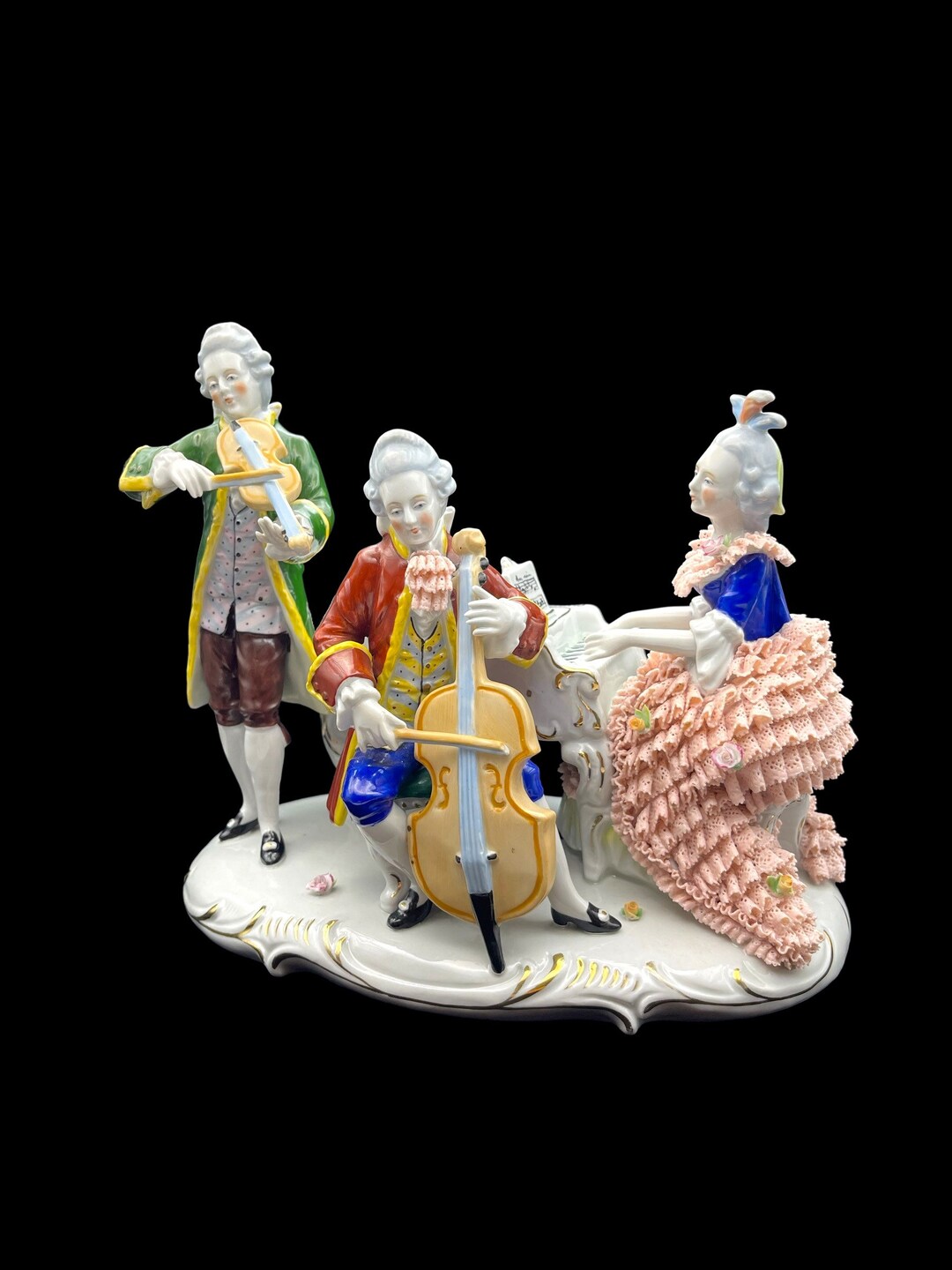 Dresden Lace Porcelain Musicians Figural Group - Etsy
