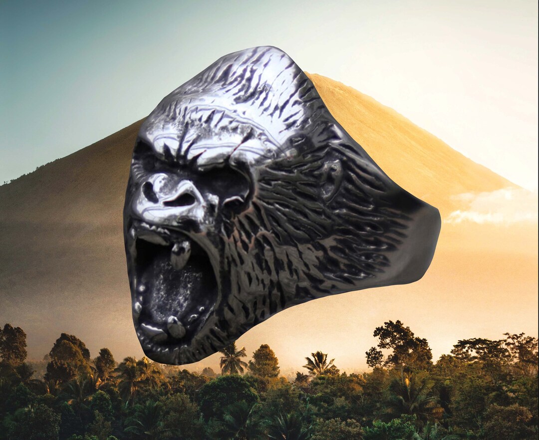Stainless Steel Gorilla Ring Raging Monkey Jewelry - Etsy
