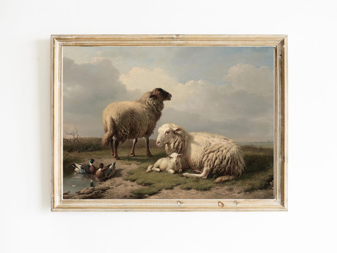 MAILED Lamb, Sheep, and Ducks Giclée Print: Vintage Spring Easter ...