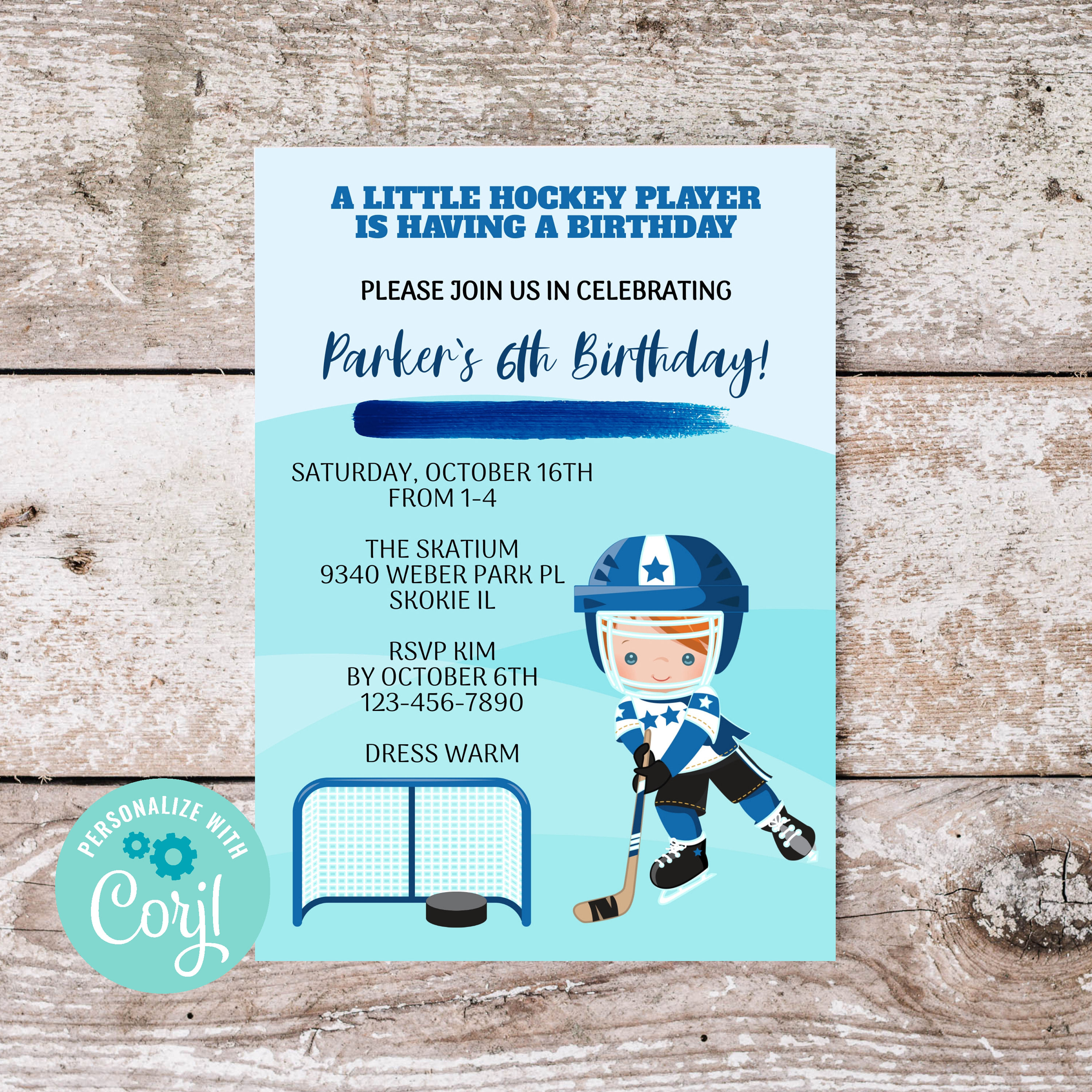 Editable Hockey Birthday Boy Invitations Editable Hockey Fundraiser