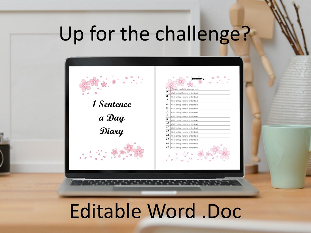 EDITABLE .doc 1 Sentence a Day Diary - Etsy