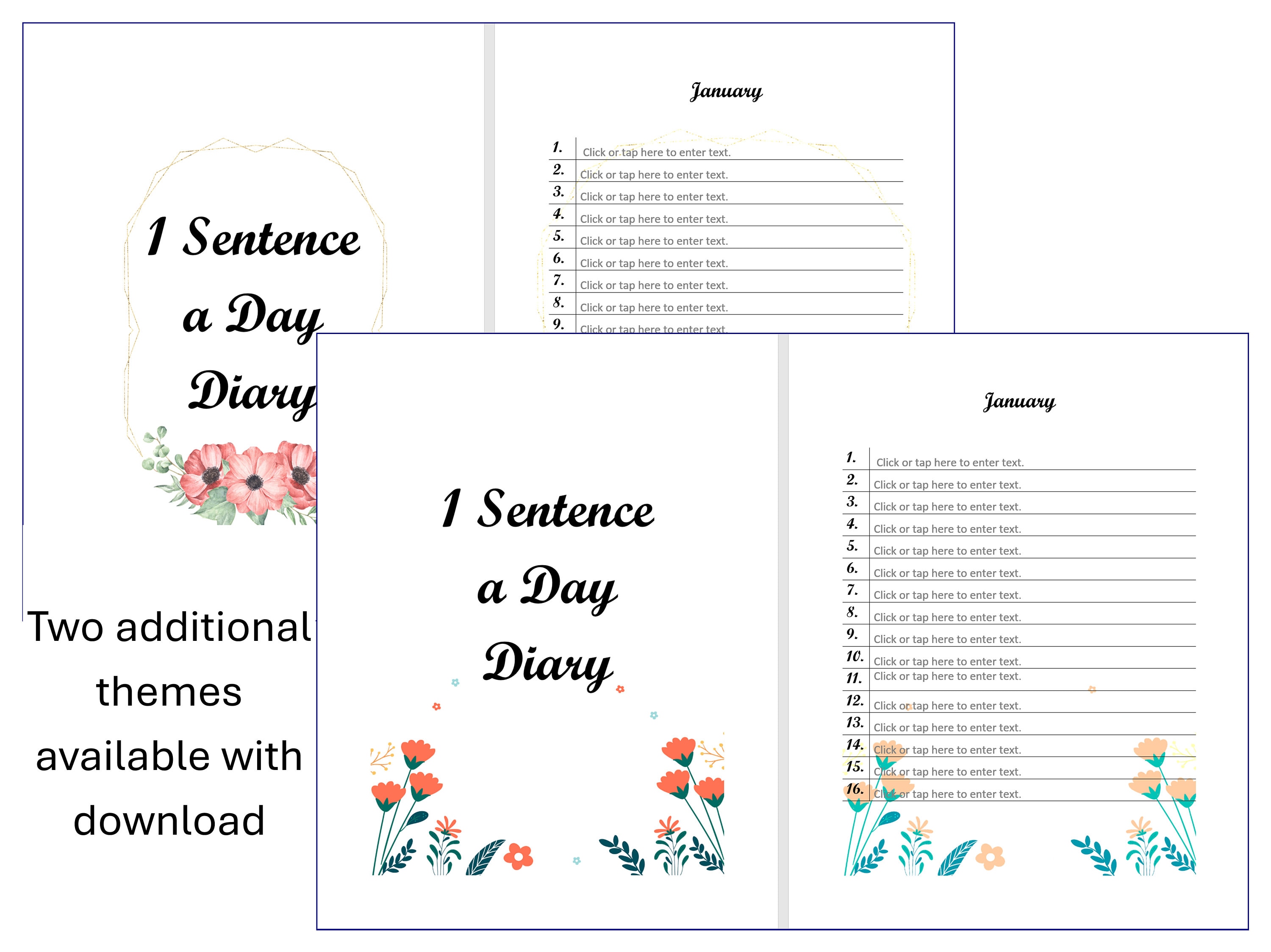EDITABLE .doc 1 Sentence a Day Diary - Etsy