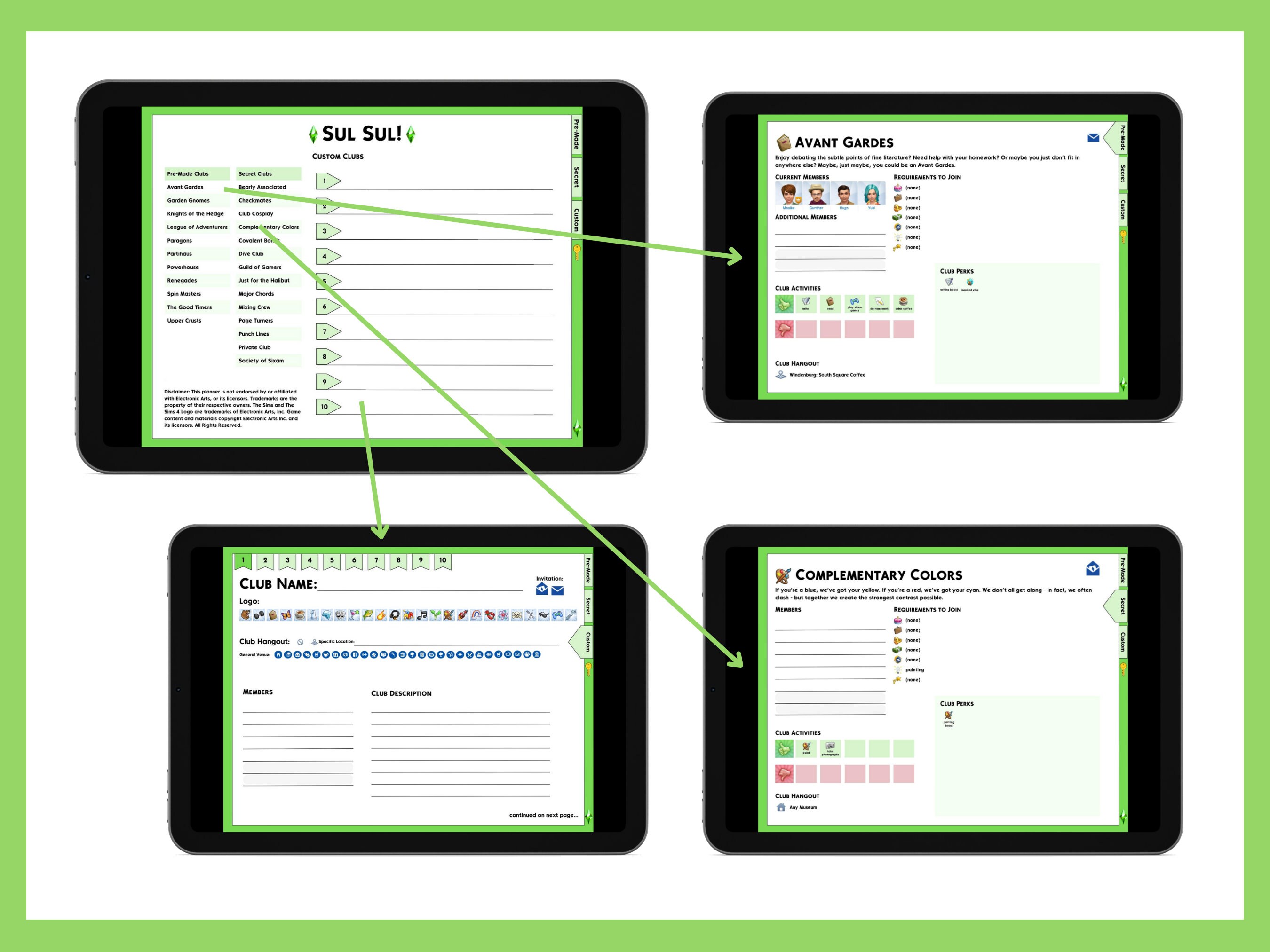 The Sims 4 Club Organizer - Etsy