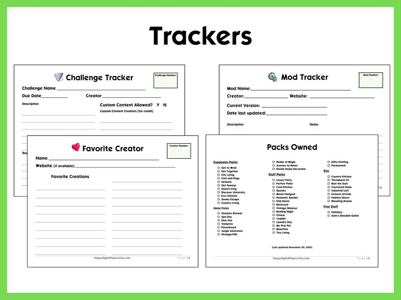 Printable Sims 4 Planner | Etsy UK