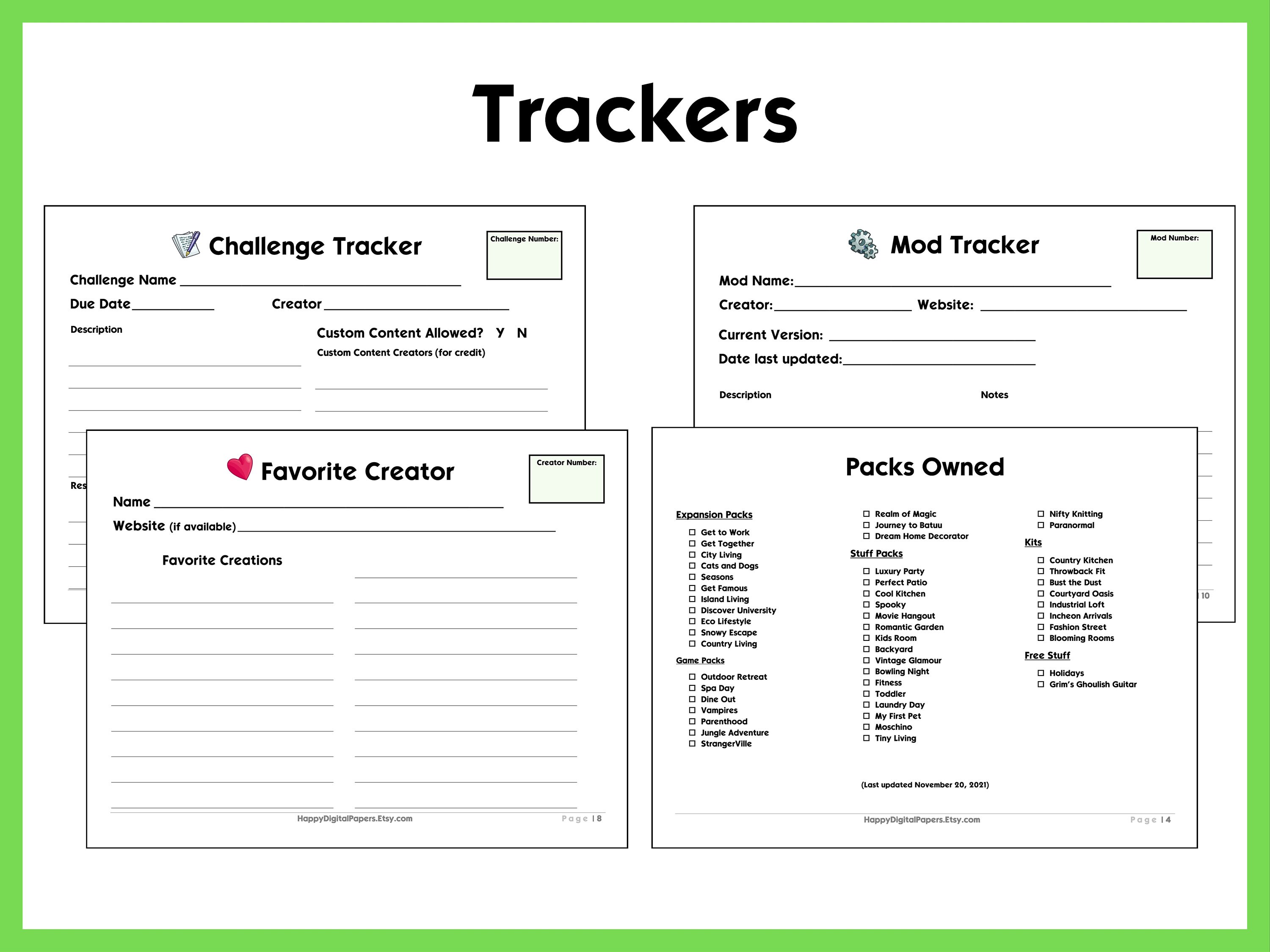 Printable Sims 4 Planner | Etsy UK