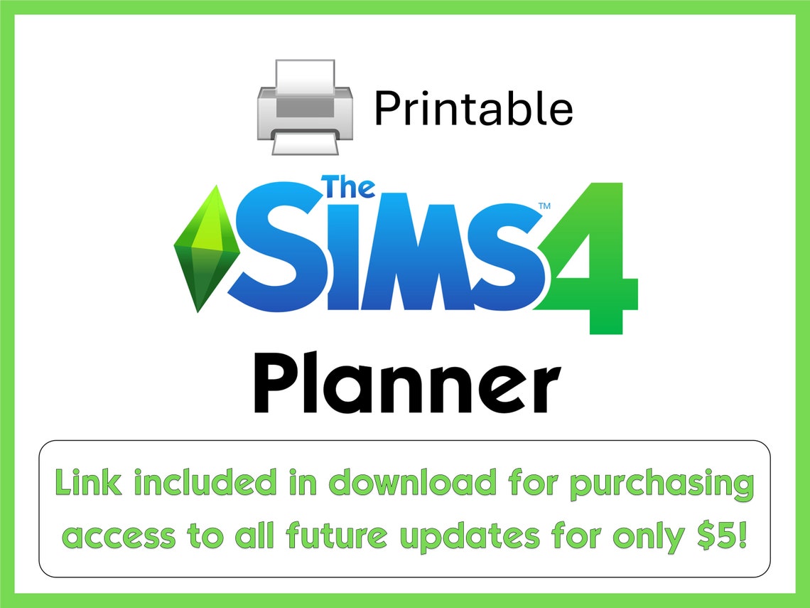 Printable Sims 4 Planner - Etsy UK