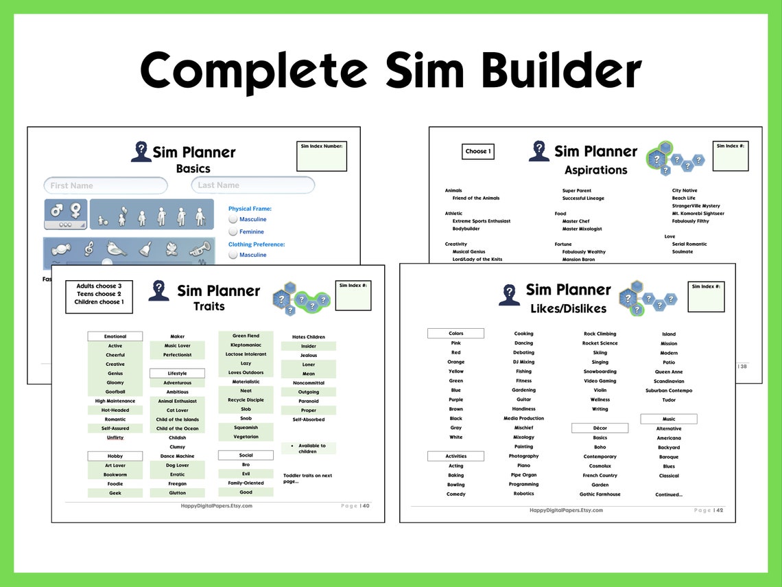 Printable Sims 4 Planner | Etsy UK