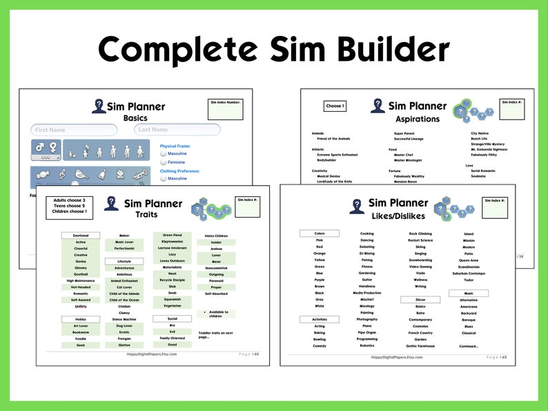 Printable Sims 4 Planner | Etsy UK