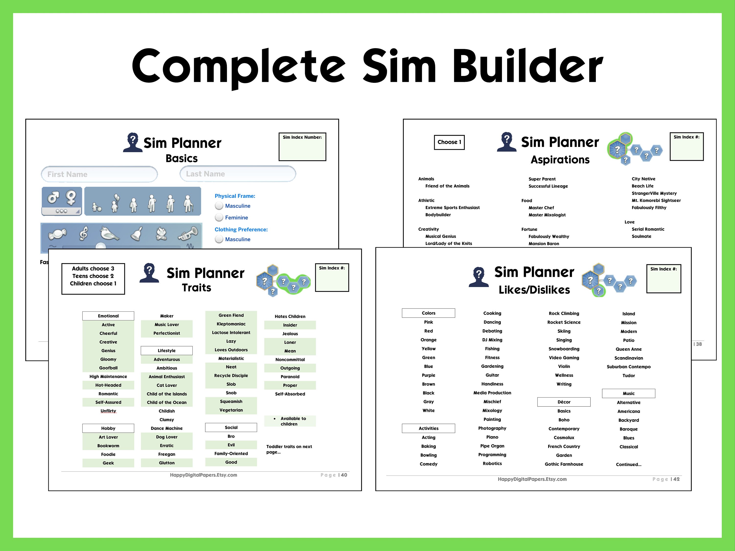 Printable Sims 4 Planner - Etsy UK