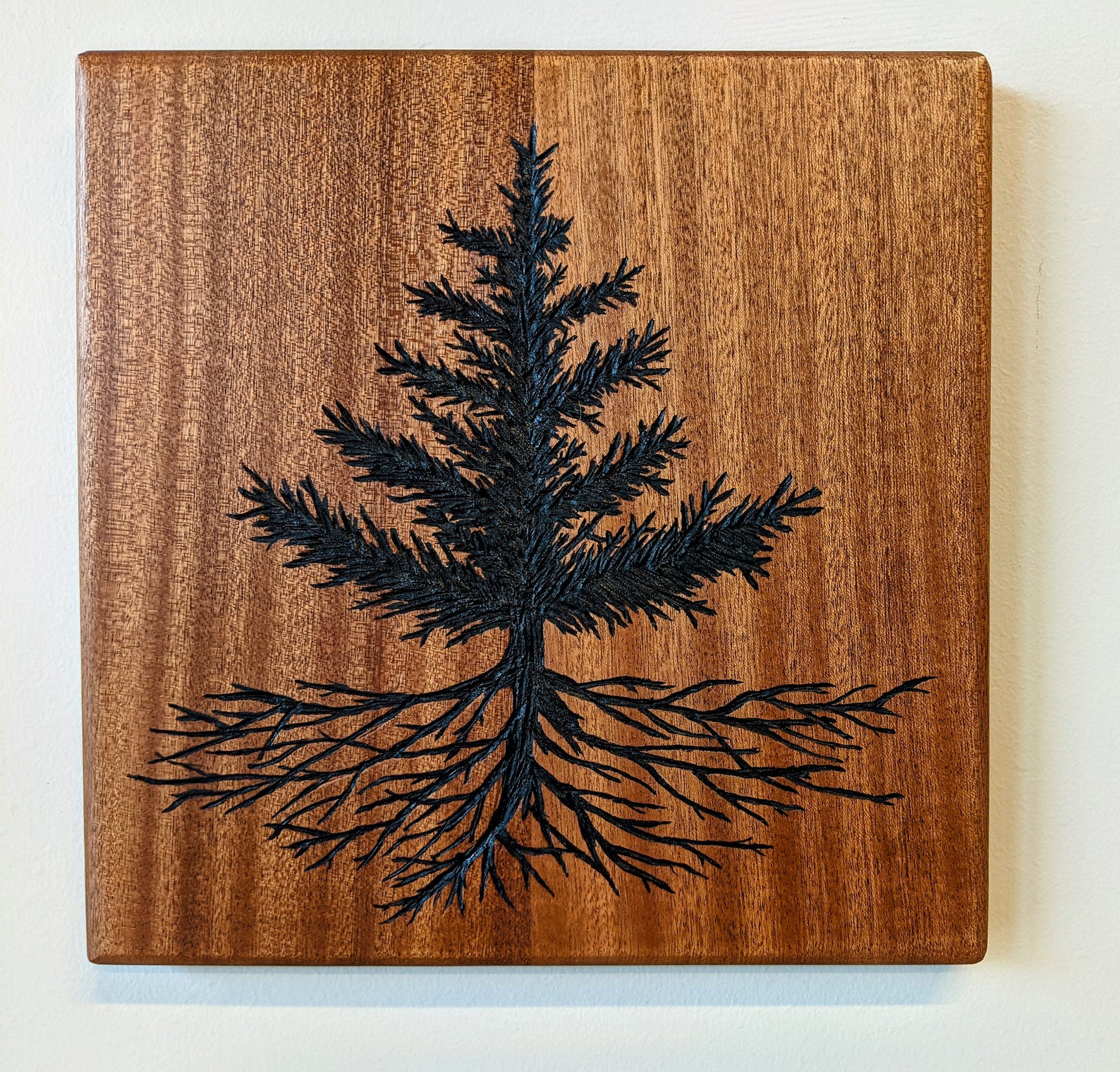 Hand Carved and Painted Tree With Roots Silhouette on Wood - Etsy