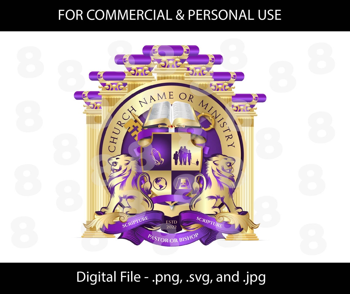 Purple Bishop Seal Vector Template, Religious Logo (SVG, PNG) - Etsy