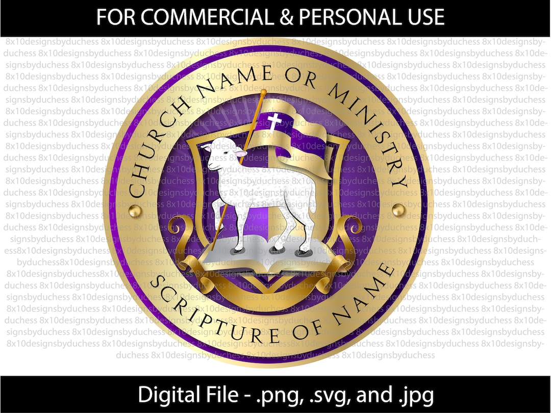 Purple Church Seal or Logo Vector Template, Editable Svg, Cut Files ...