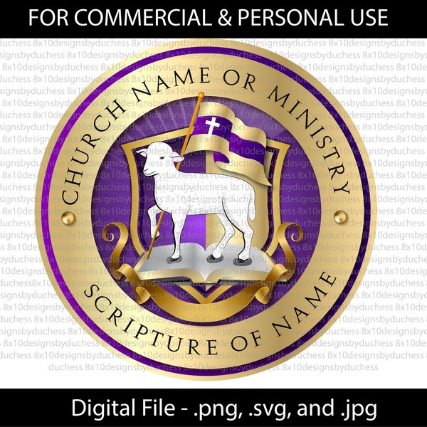 Purple Church Seal Logo Vector - Etsy