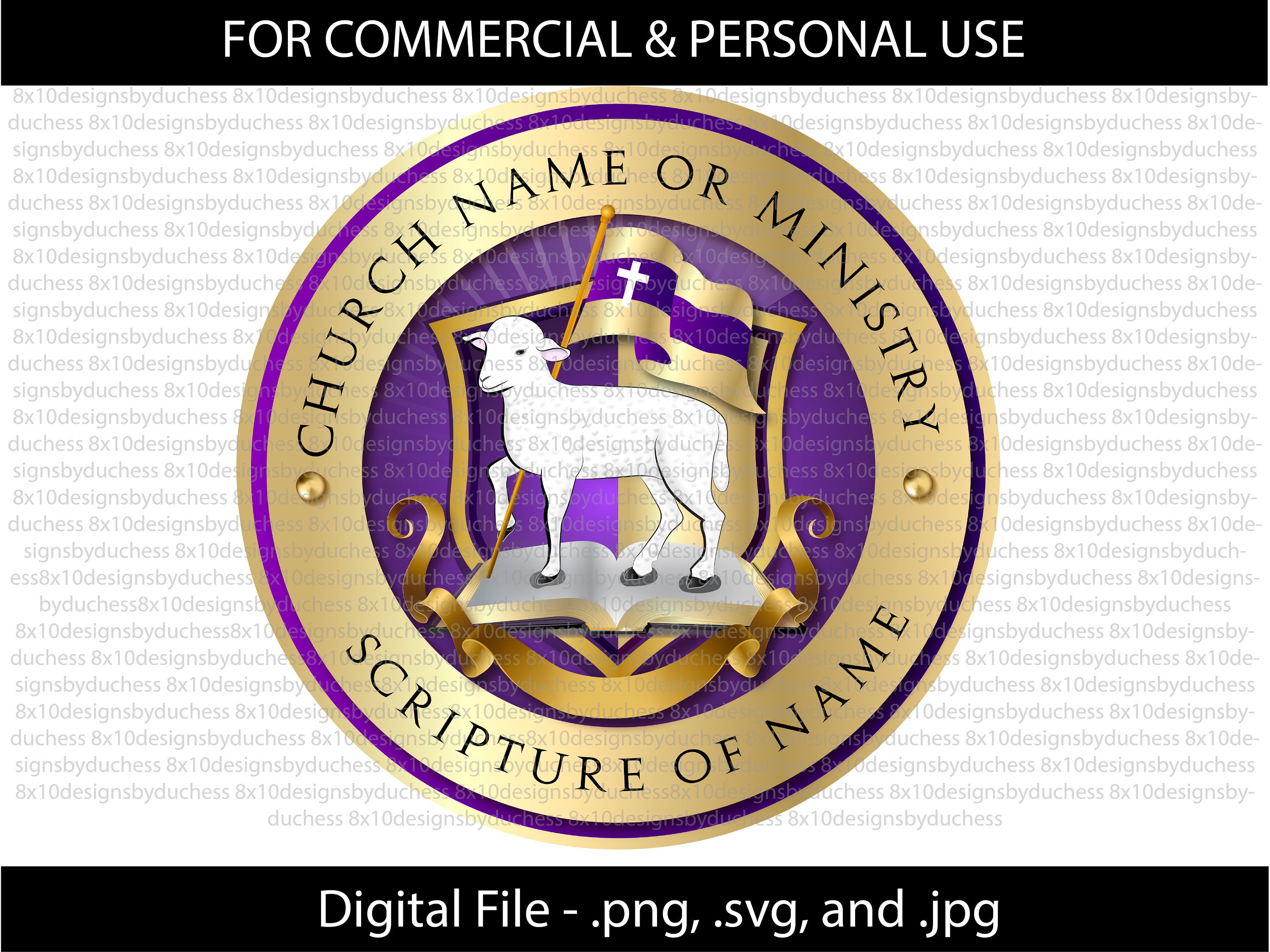 Purple Church Seal or Logo Vector Template, Editable Svg, Cut Files ...