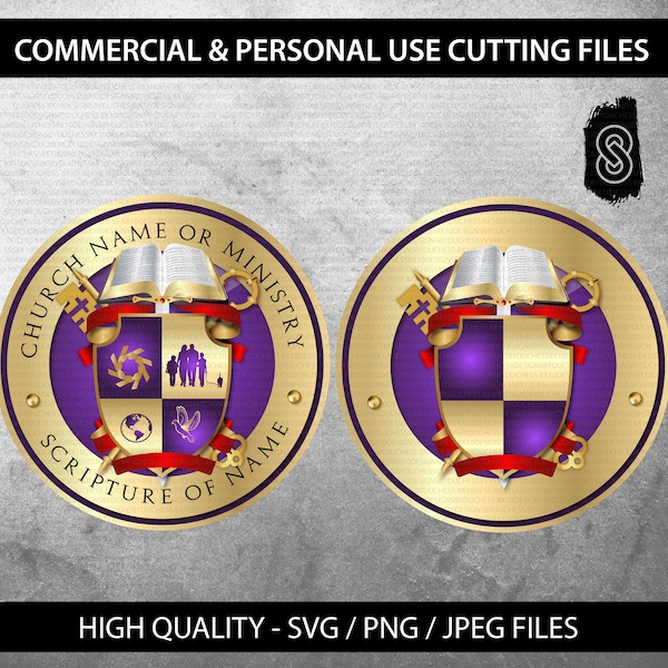 Purple Church Seal Logo Vector - Etsy