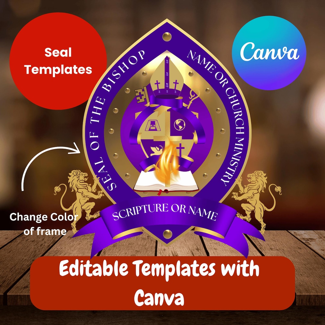 Editable Seal of the Bishop or Apostle Canva Template - Church Seal Design - Etsy