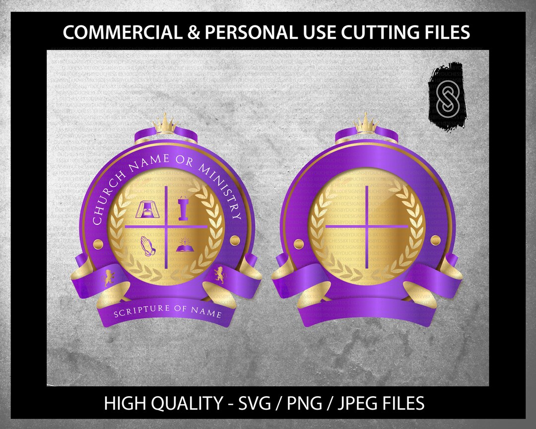 Church Logo or Seal 2 Purple Svg Vector Template DIY, Editable Svg, Cut ...