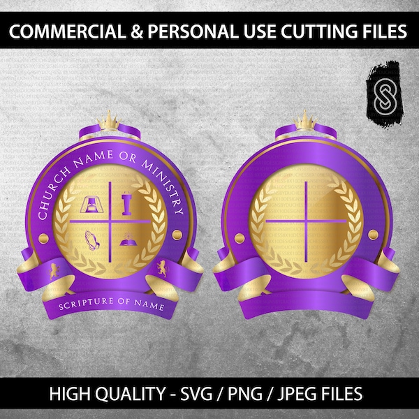 Purple Church Seal Logo Vector - Etsy