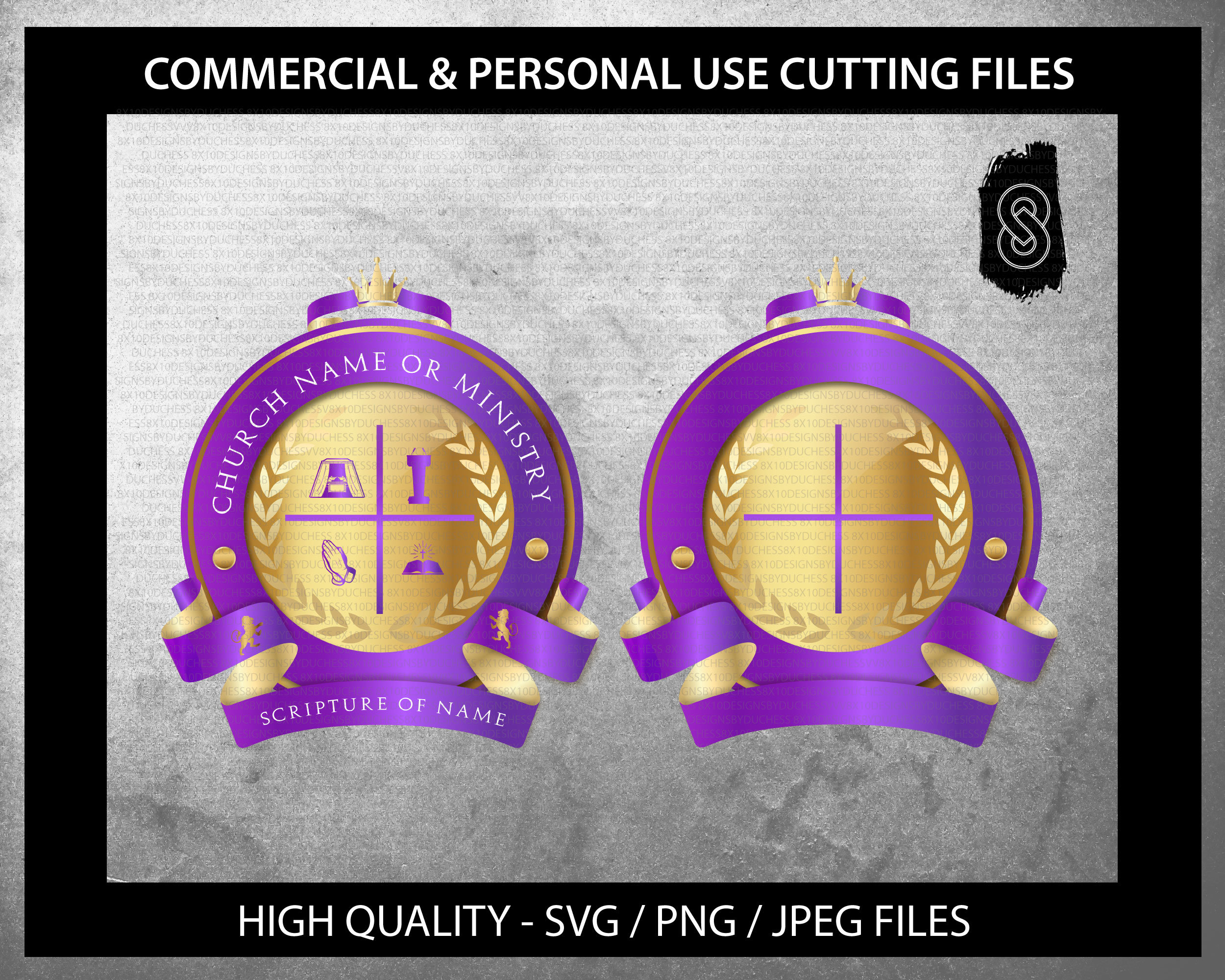 Church Logo or Seal 2 Purple Svg Vector Template DIY, Editable Svg, Cut ...