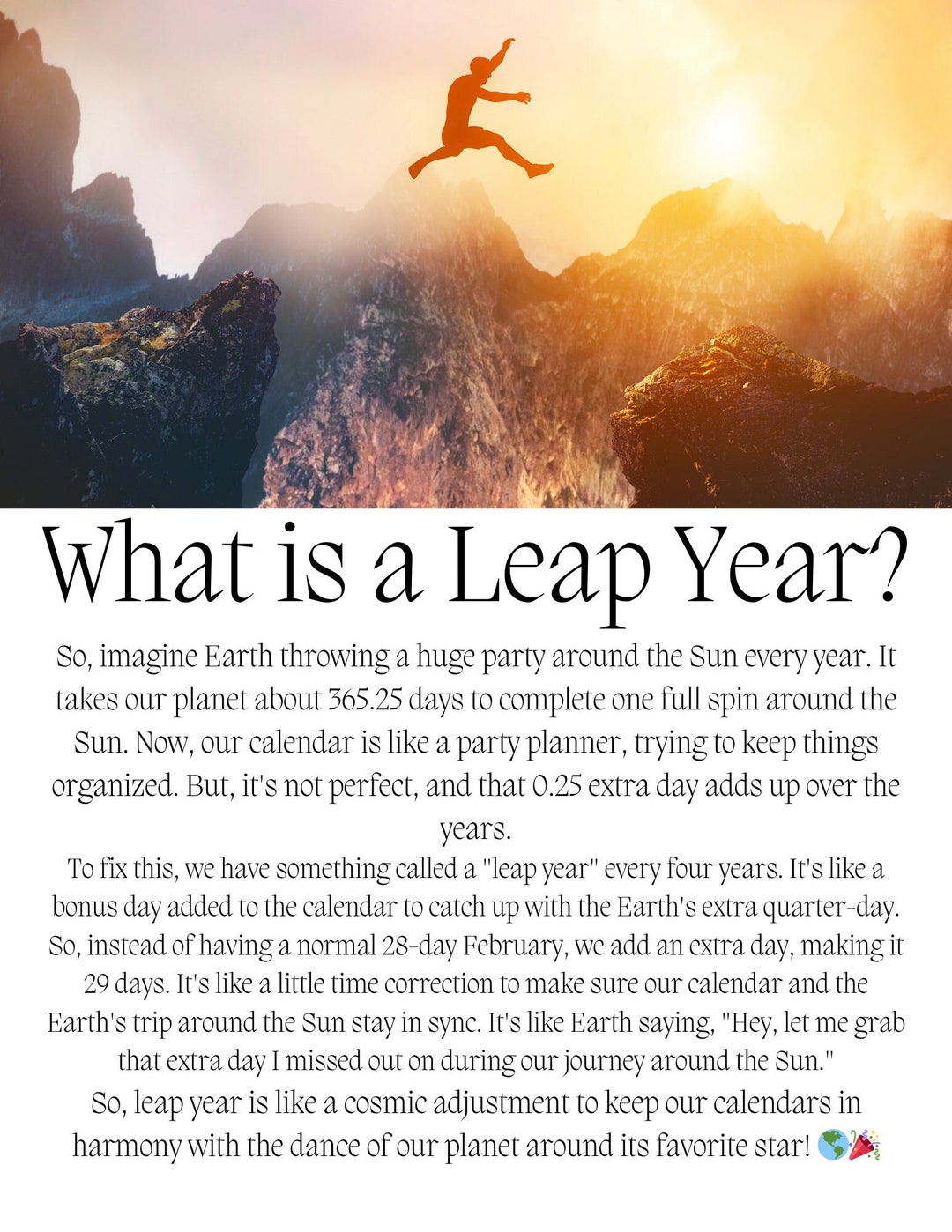 Leap Year Printable Worksheet for Kids - Etsy