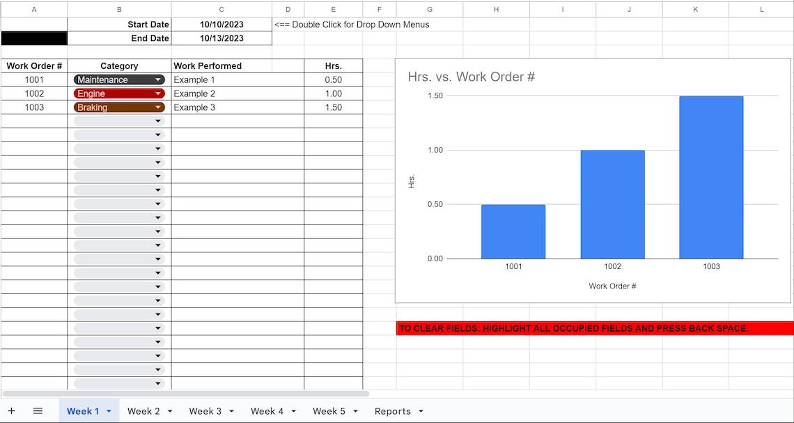 Automotive Mechanic Technician Flat Rate Labor Log Spreadsheet: Excel ...