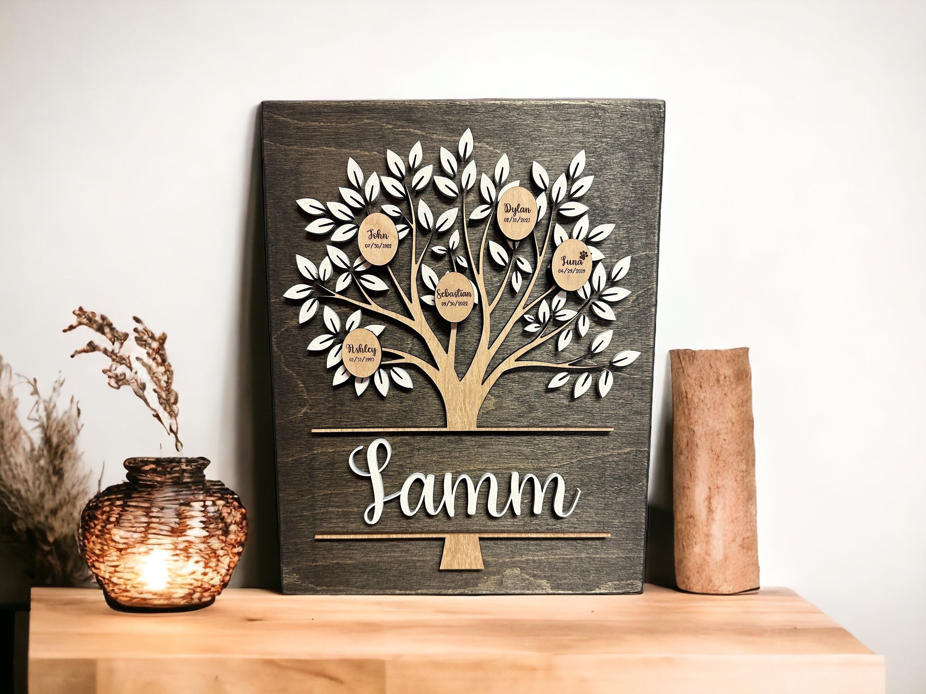 Family Tree Sign W/ Stand Family Name Sign for Home Decor - Etsy
