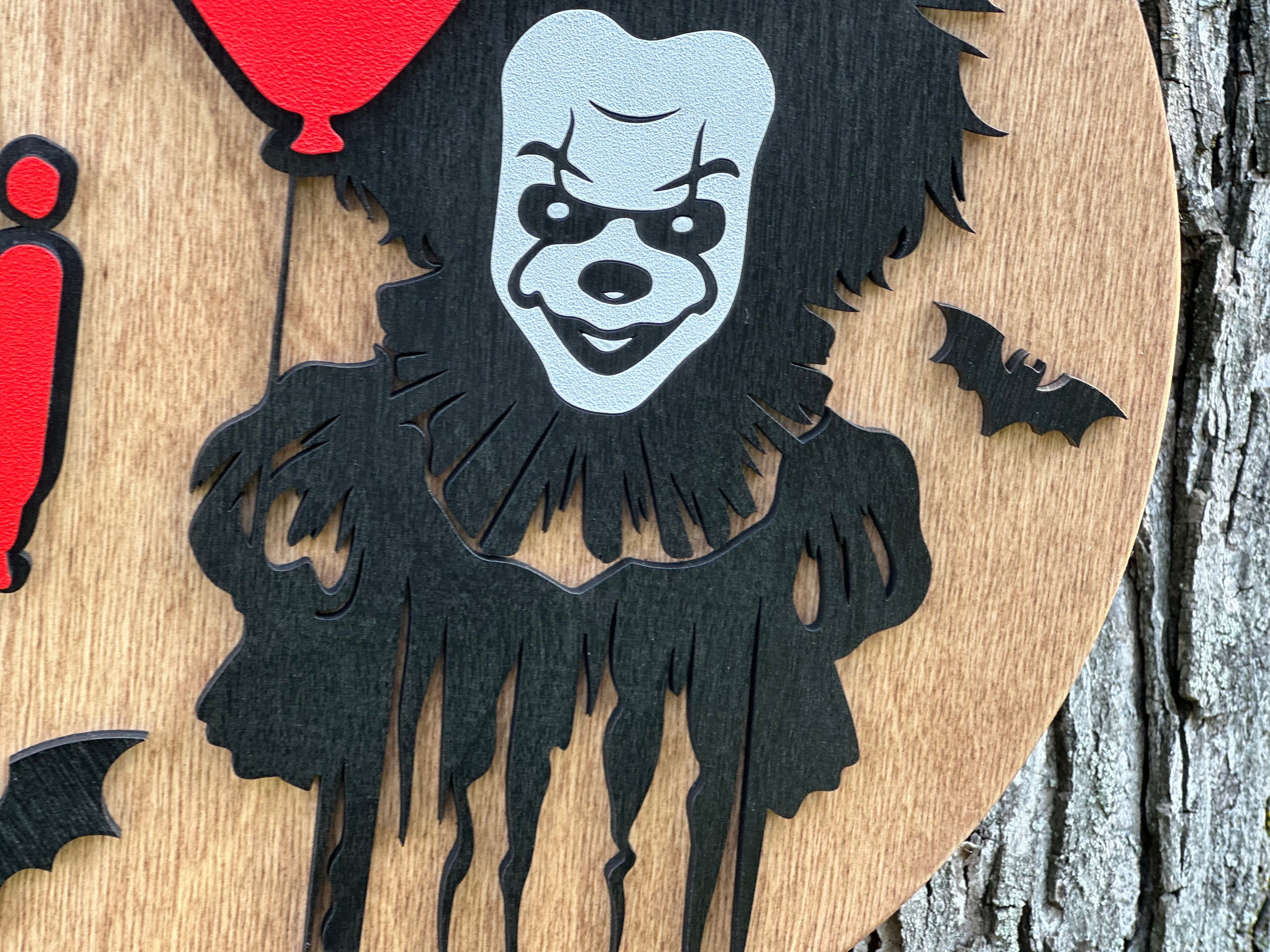 Horror Movie Door Hanger Clown With Red Baloon & Bats - Etsy