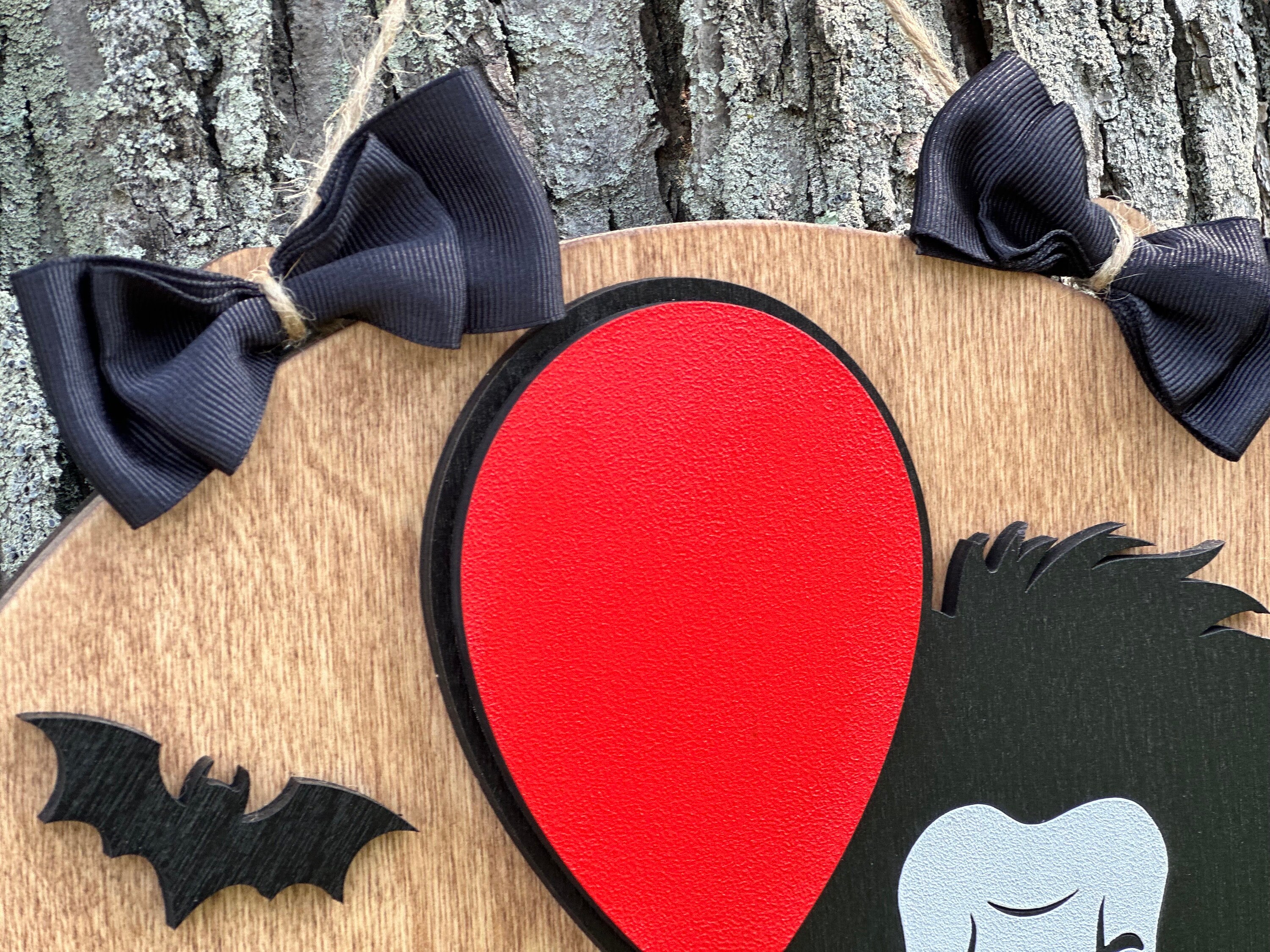 Horror Movie Door Hanger Clown With Red Baloon & Bats - Etsy