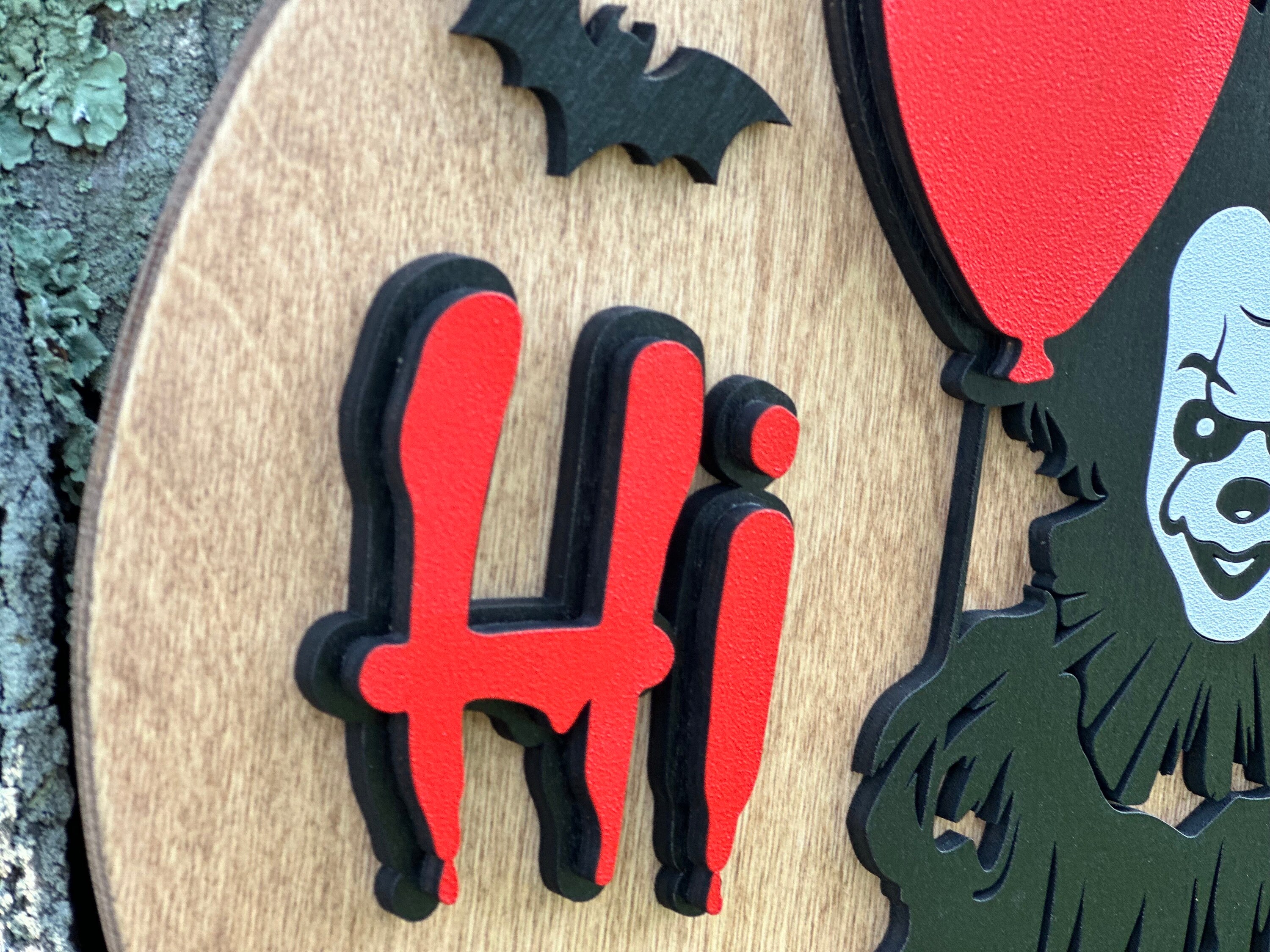 Horror Movie Door Hanger Clown With Red Baloon & Bats - Etsy