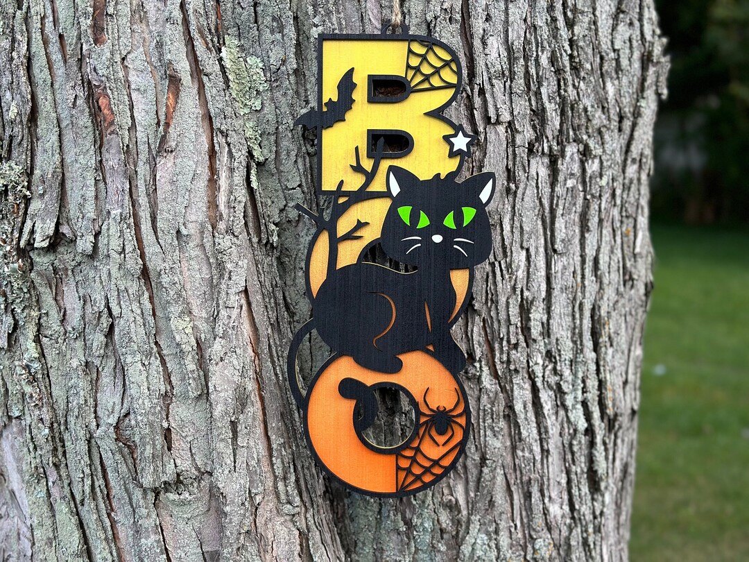 Halloween Door Hanger - Black Cat - Halloween Door Sign - Etsy