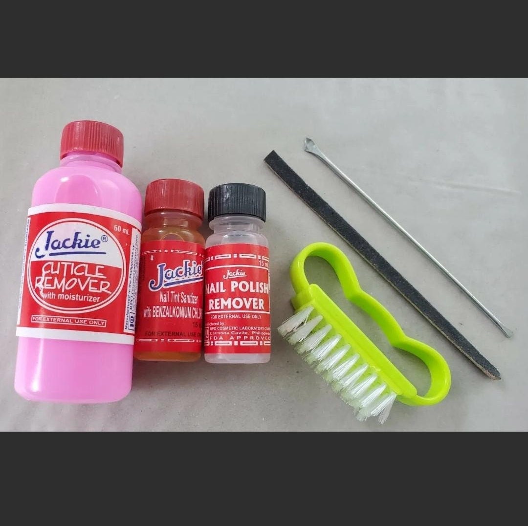 Manicure Set : Cuticle Remover, Acetone, Merthiolate, Brush, Pusher ...