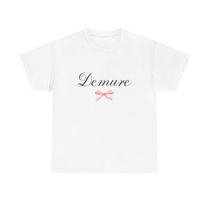 Demure Pink Bow Coquette Cursive T Shirt White, Grey, Pink - Etsy