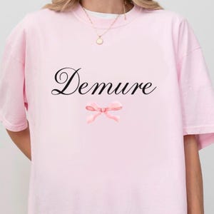 Demure Pink Bow Coquette Cursive T Shirt White, Grey, Pink - Etsy
