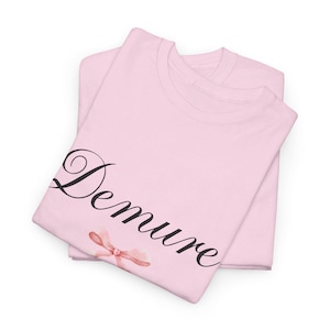 Demure Pink Bow Coquette Cursive T Shirt White, Grey, Pink - Etsy