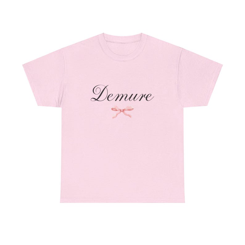 Demure Pink Bow Coquette Cursive T Shirt White, Grey, Pink - Etsy