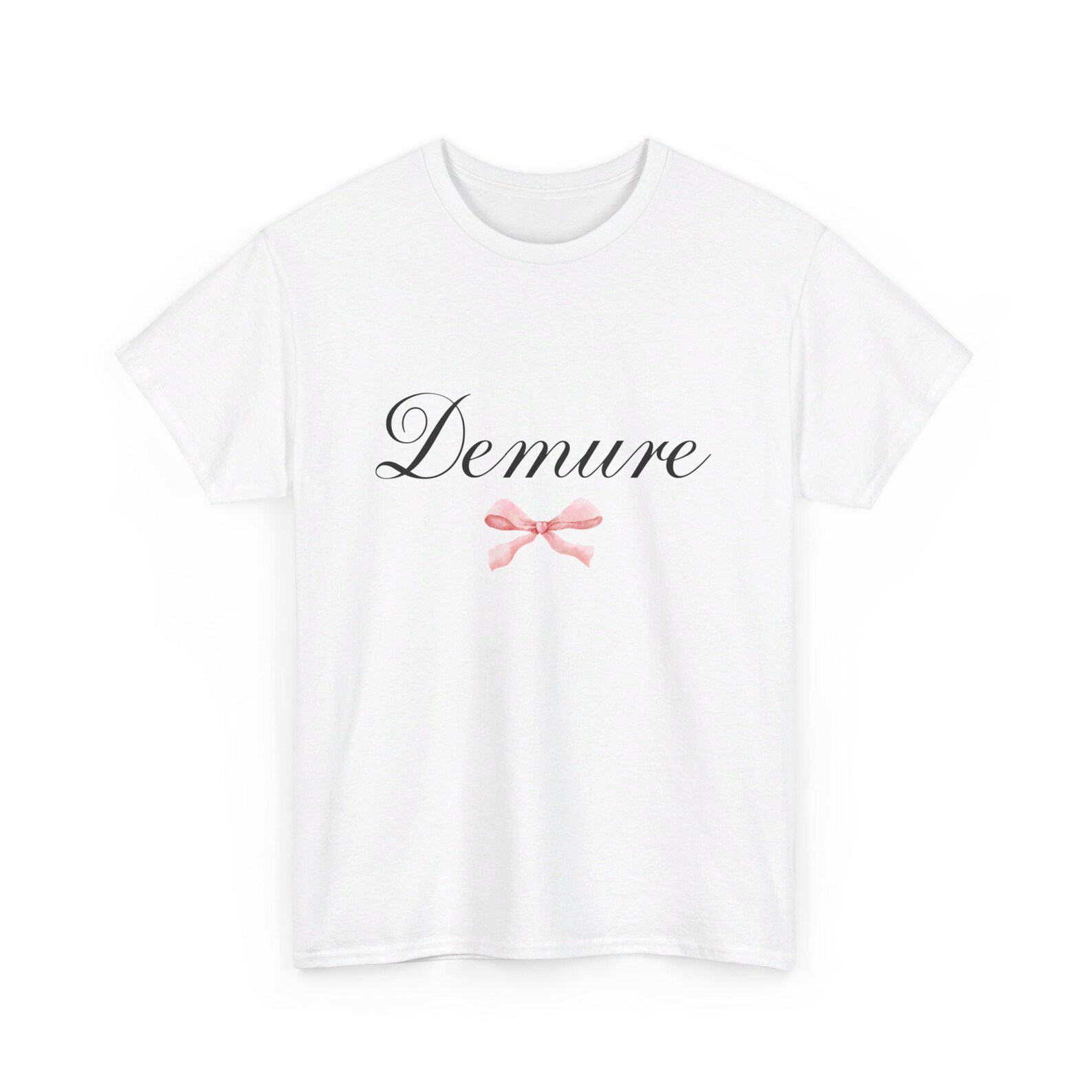 Demure Pink Bow Coquette Cursive T Shirt White, Grey, Pink - Etsy