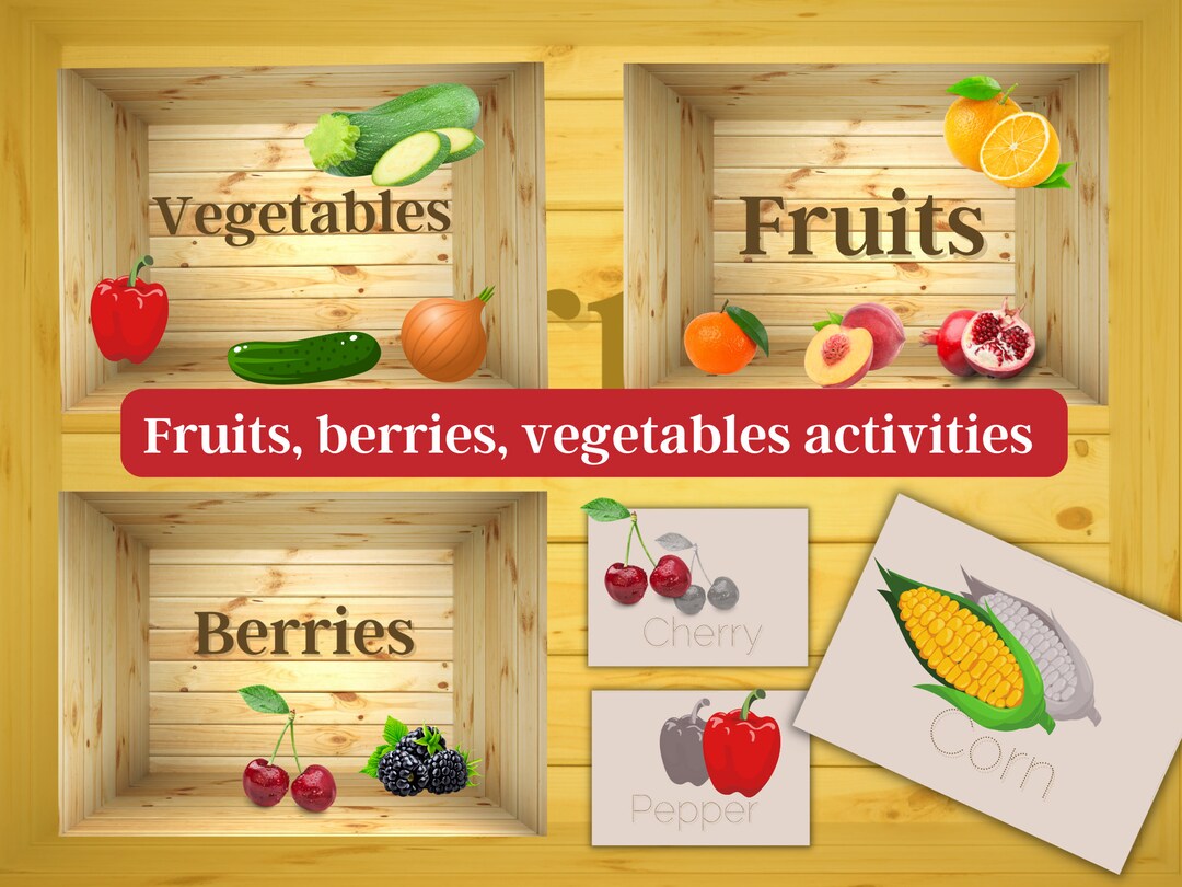 Fruits and Vegetables Sorting, Toddler Printable Busy Binder, Matching ...
