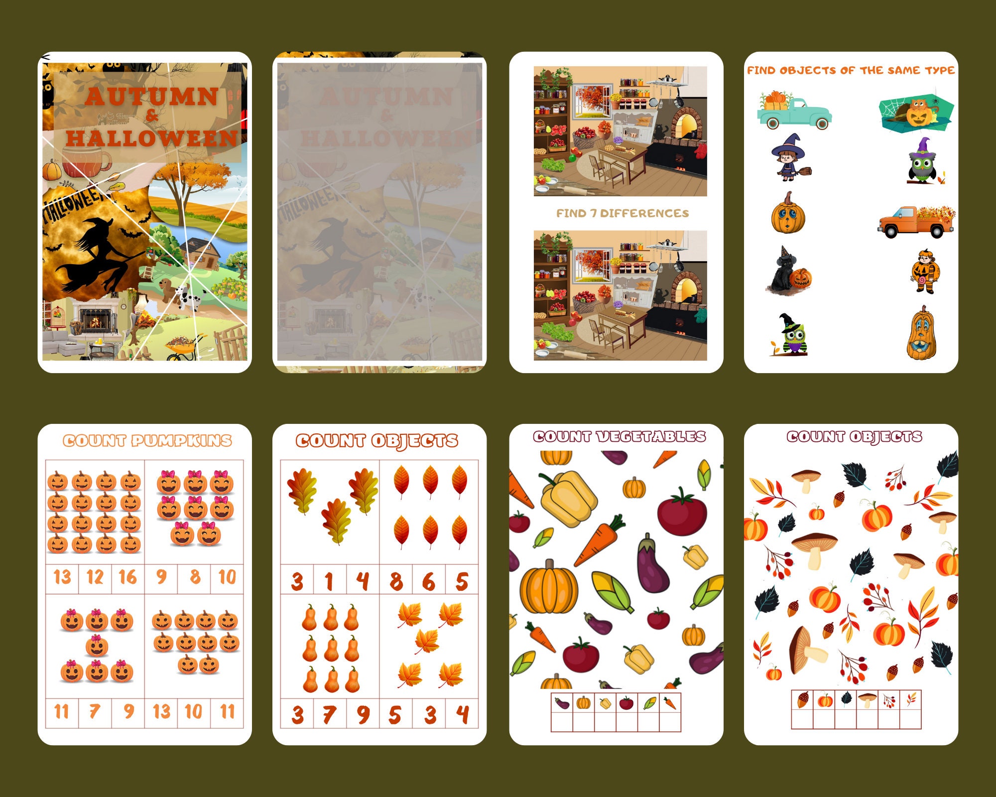 Fall Activities for Kids Printable Homeschool Learning Kindergarten Pre ...