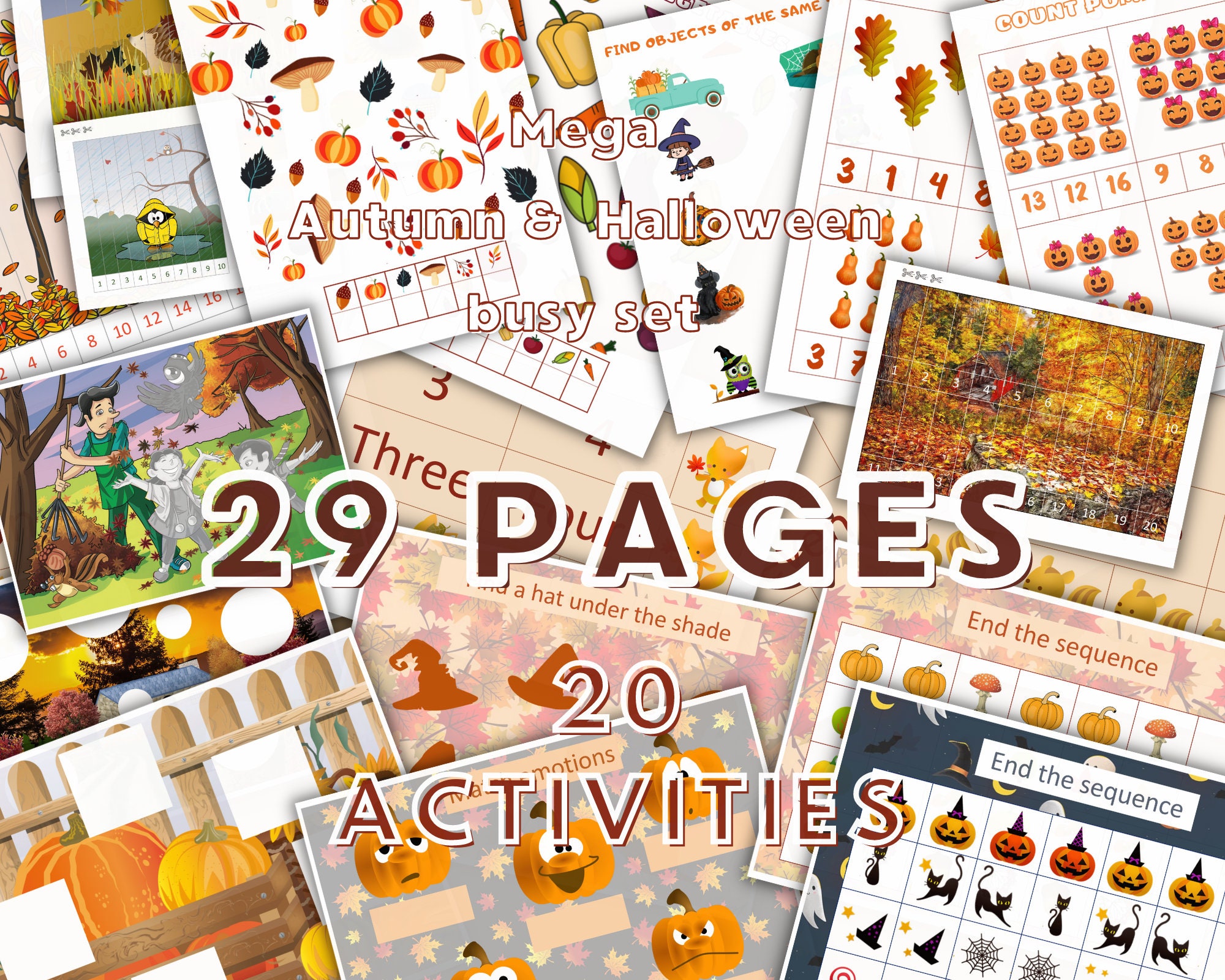 Fall Activities for Kids Printable Homeschool Learning Kindergarten Pre ...
