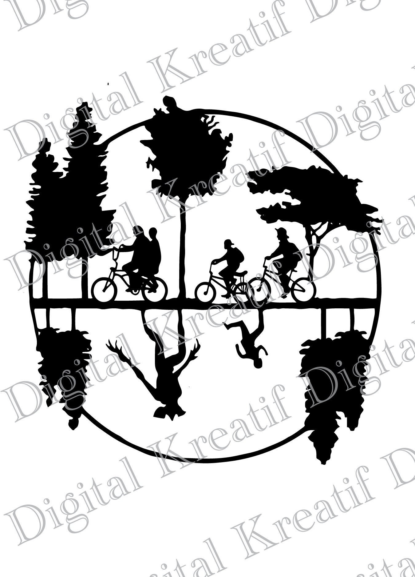 The Upside Down Stranger Things Silhouette Jpeg Eps Png Svg Dxf Bundle ...