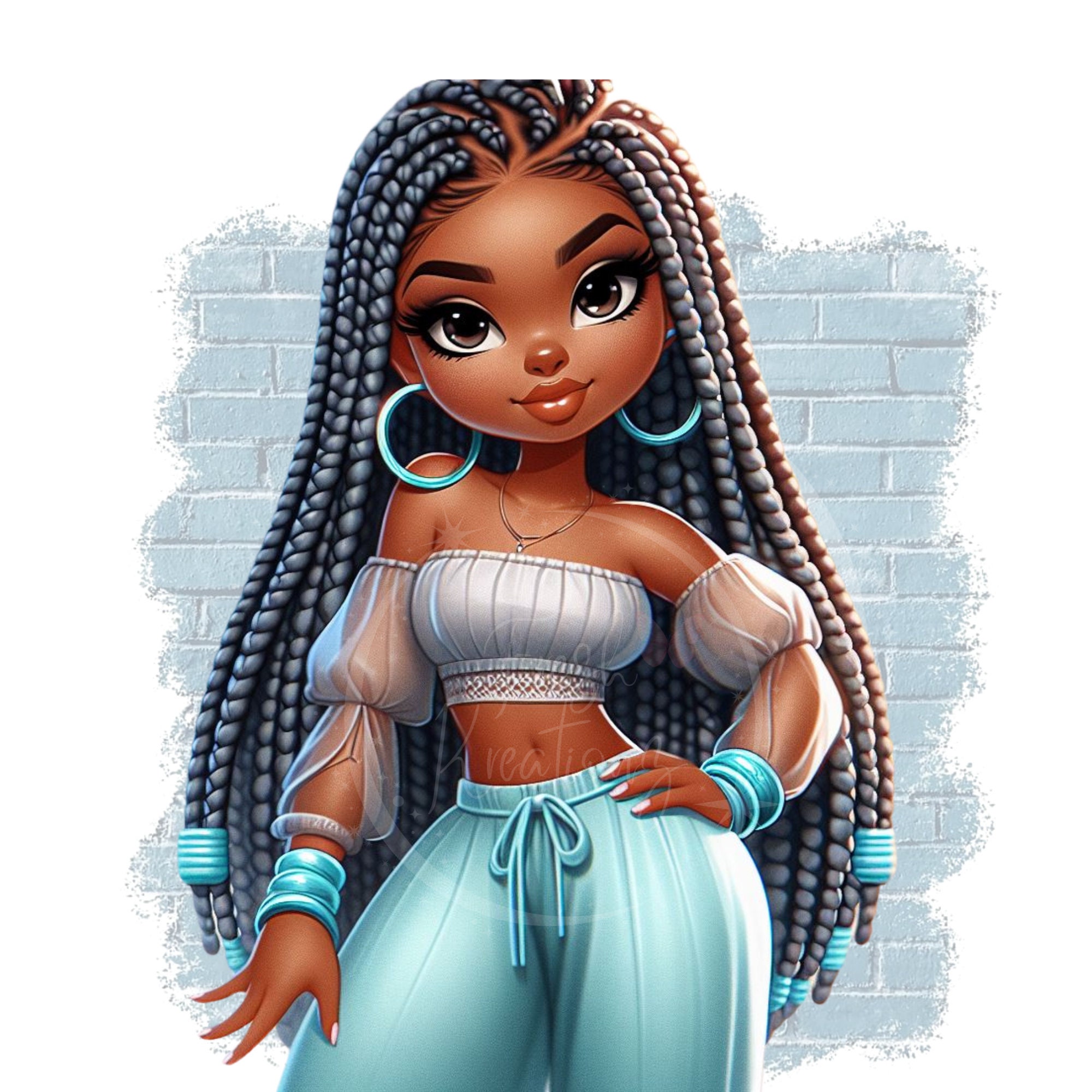 Diva Black Girl Clip Art Bundle of 6 | Purple Hair Bundle | Box Braids ...