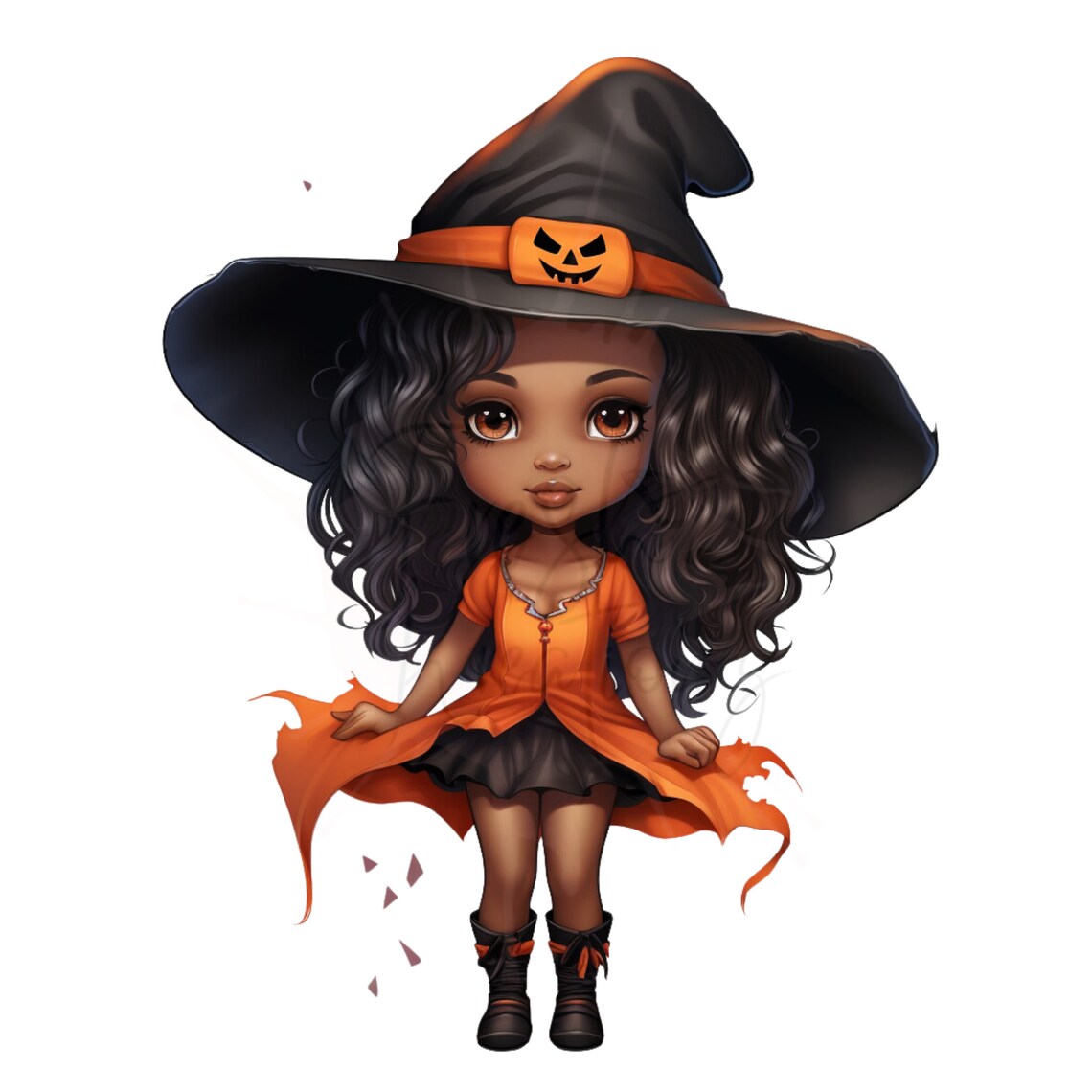 Halloween Chibi Witch Clipart, PNG Stickers (digital Download) - Etsy