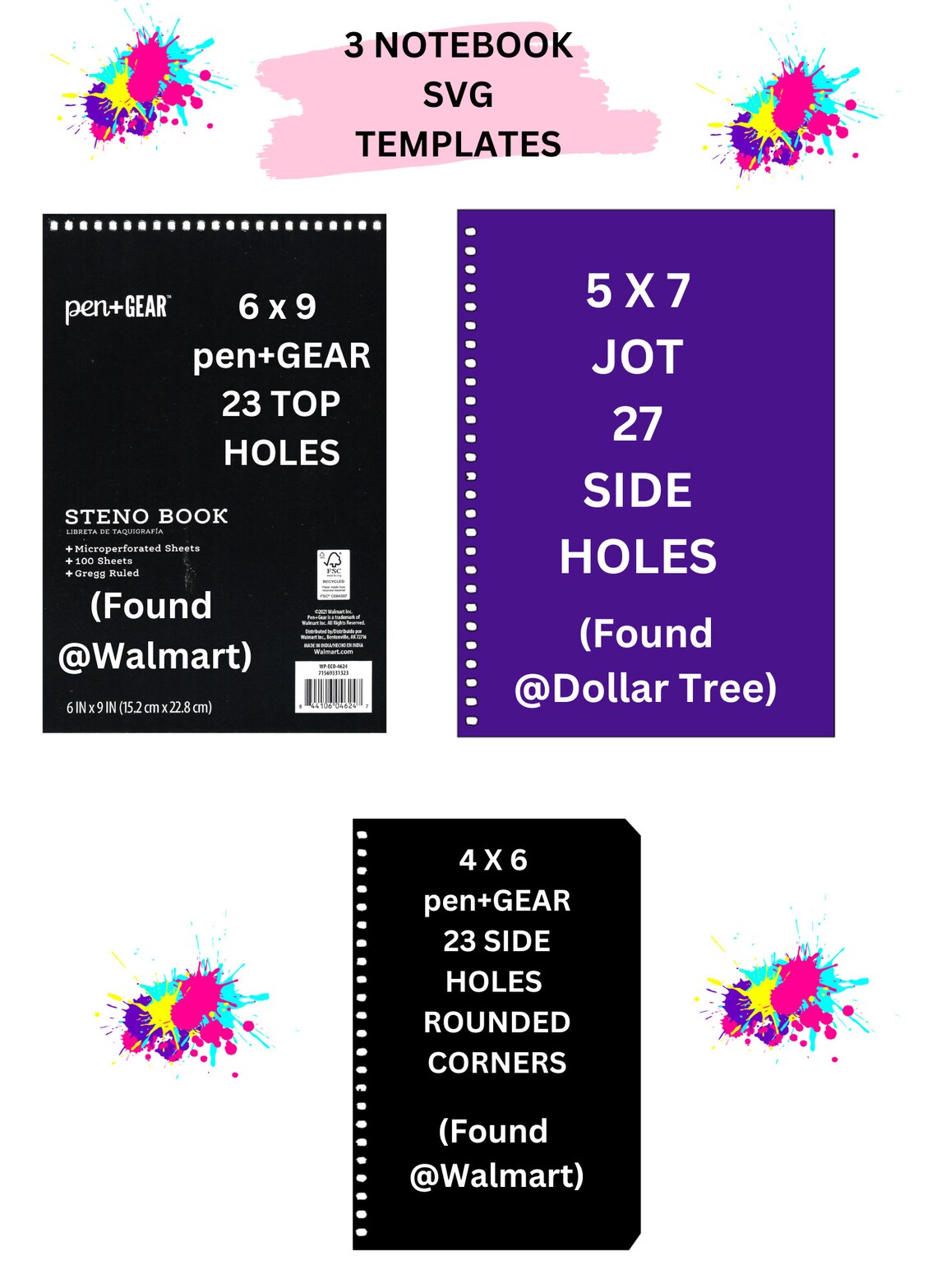 Spiral Notebook Cut Template | Multi Spiral Notebook Cover Templates ...